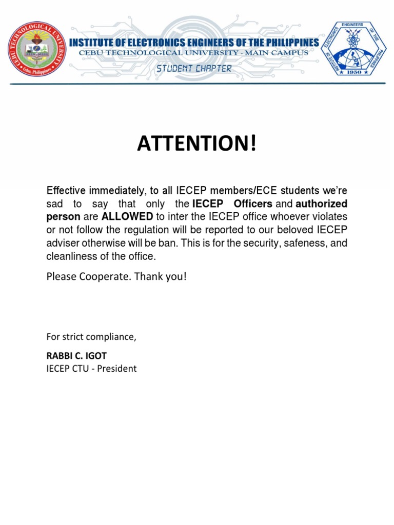 Notice: New Restrictions on Access to IECEP Office to Ensure Security ...