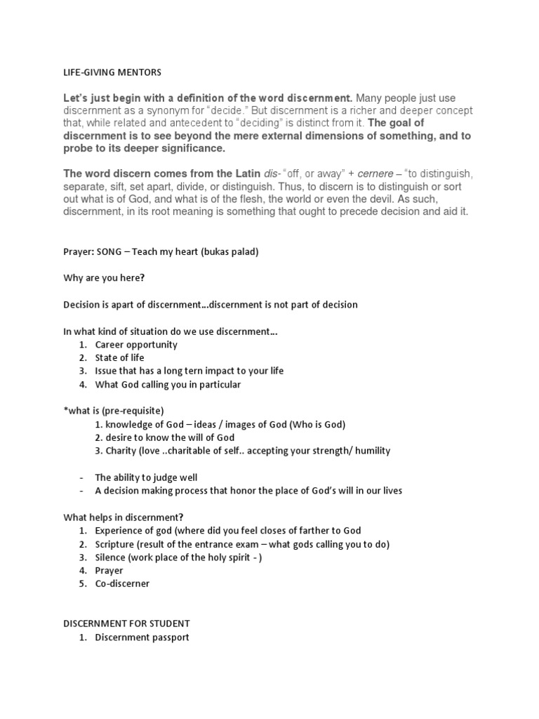 Discernment Guide | PDF