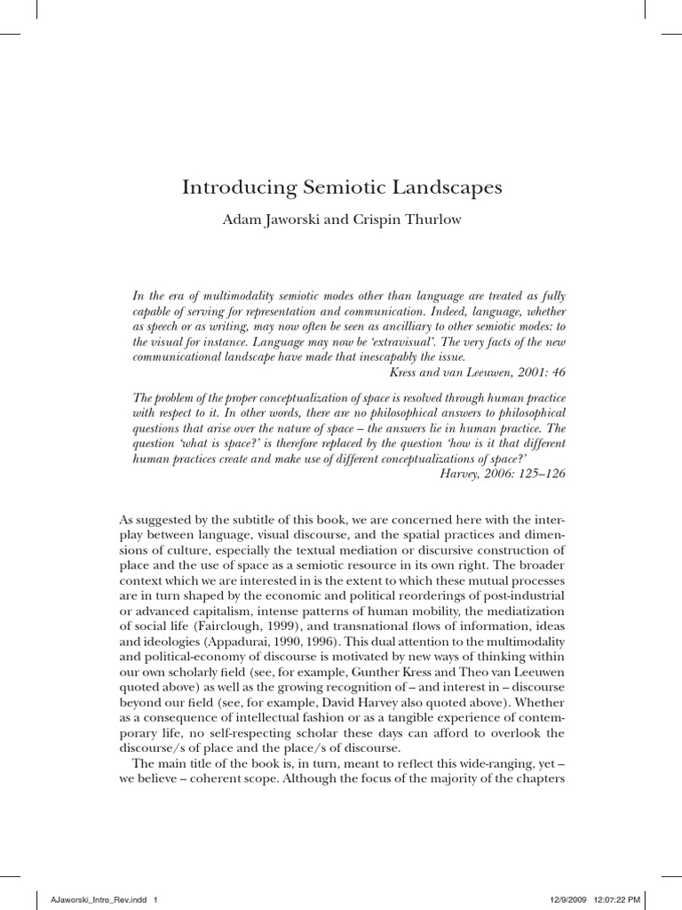 Introducing Semiotic Landscapes PDF | PDF | Discourse | Space
