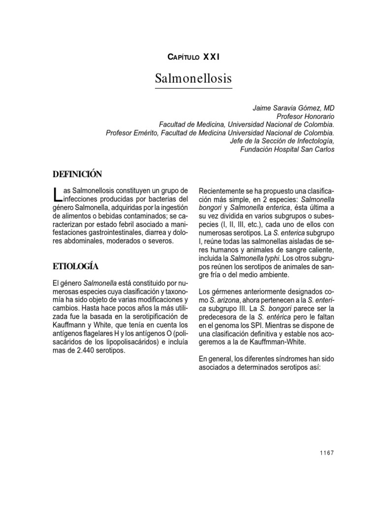 SALMONELLOSIS | PDF | Salmonela | Medicina