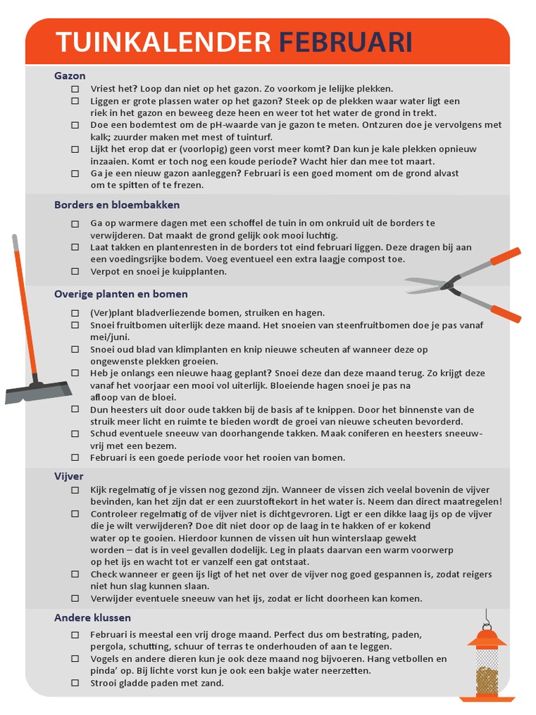 Betaalbaarshoppen - NL - Tuinkalender Checklist Februari | PDF
