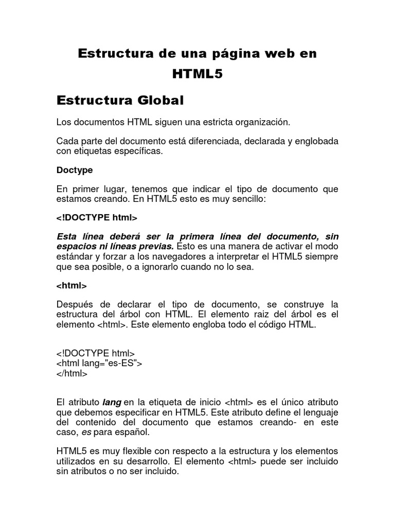 Estructura básica HTML5 | PDF | HTML | Página web