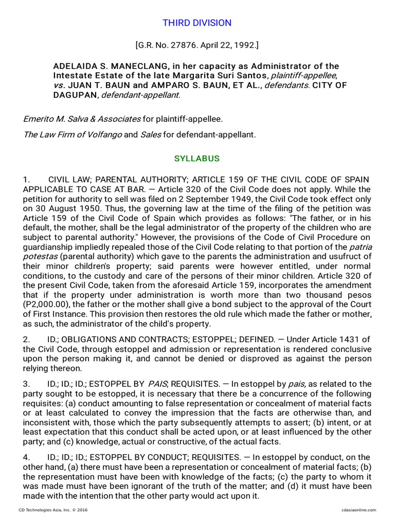 Plaintiff-Appellee vs. vs. Defendants Defendant-Appellant Emerito M ...