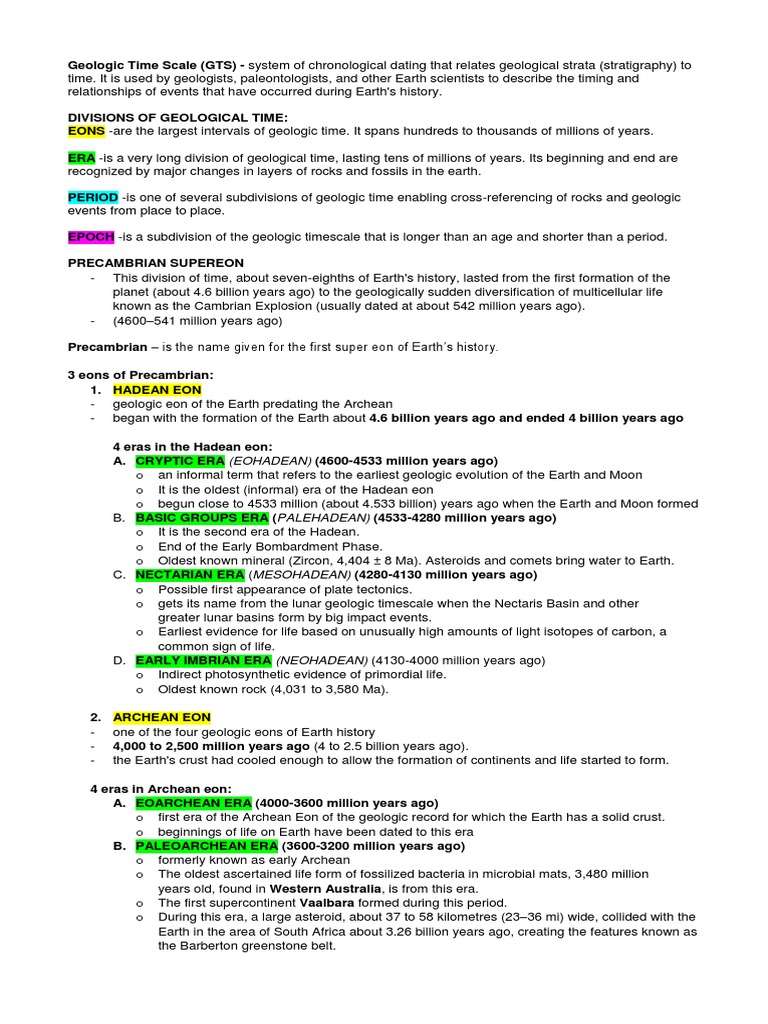 Geologic Time Scale REVIEWER | PDF | Geologic Time Scale | Stratigraphy
