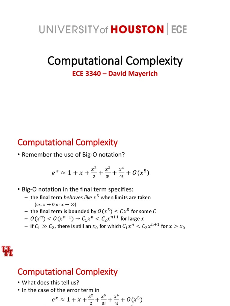 Computational Complexity: ECE 3340 - David Mayerich | PDF | Time Complexity | Computational ...