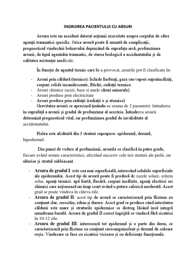 Ingrijirea Pacientilor Cu Arsuri | PDF