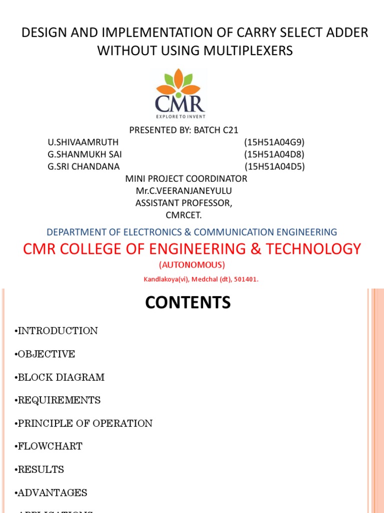 Design And Implementation Of Carry Select Adder Without Pdf 4120