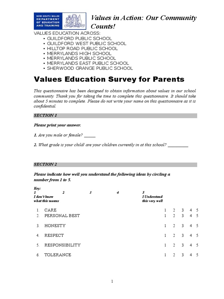 Parent Values Survey | PDF | Social Psychology | Learning