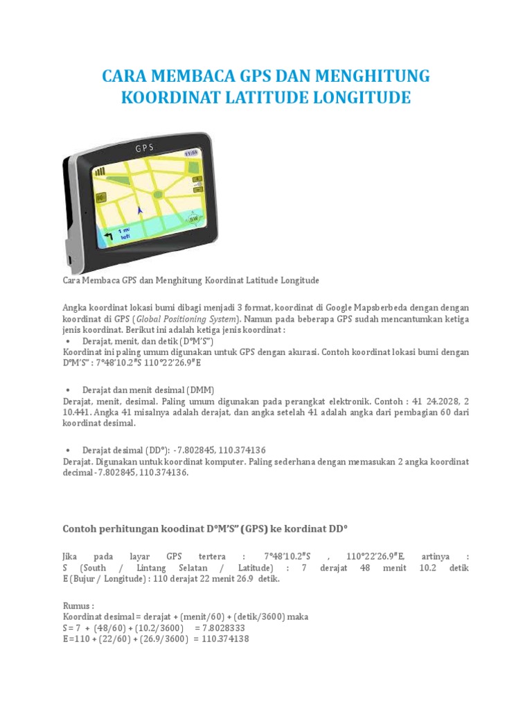 Cara Membaca Gps Dan Menghitung Koordinat Latitude Longitude | PDF