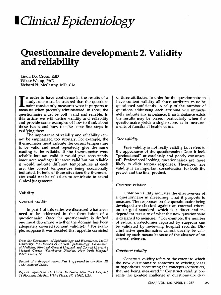 Questionnaire Validation | PDF | Validity (Statistics) | Question