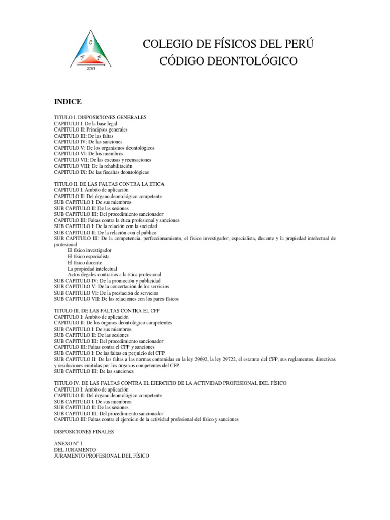 Codigo de Etica Final CFP PDF | PDF | Estatuto de limitaciones | Science
