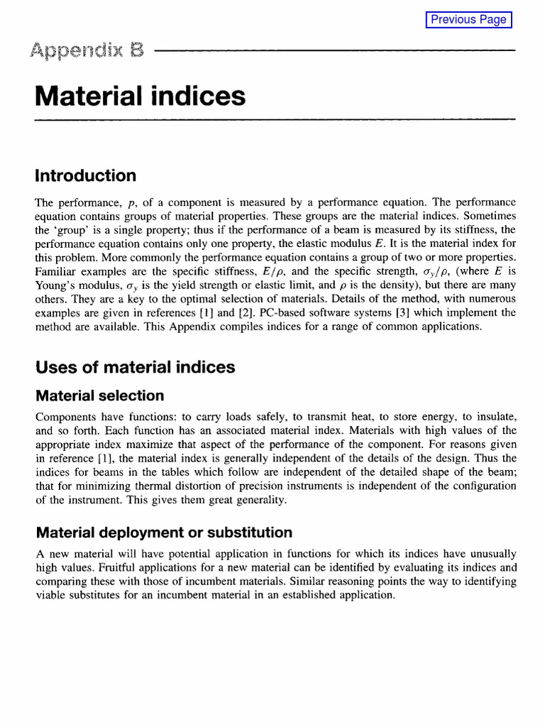 Material Indices for Performance Optimization | PDF | Strength Of ...