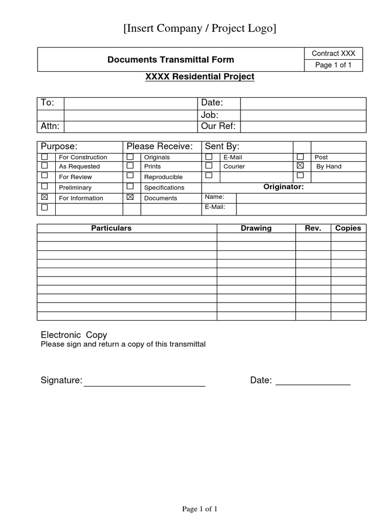 Transmittal Form Sample | PDF