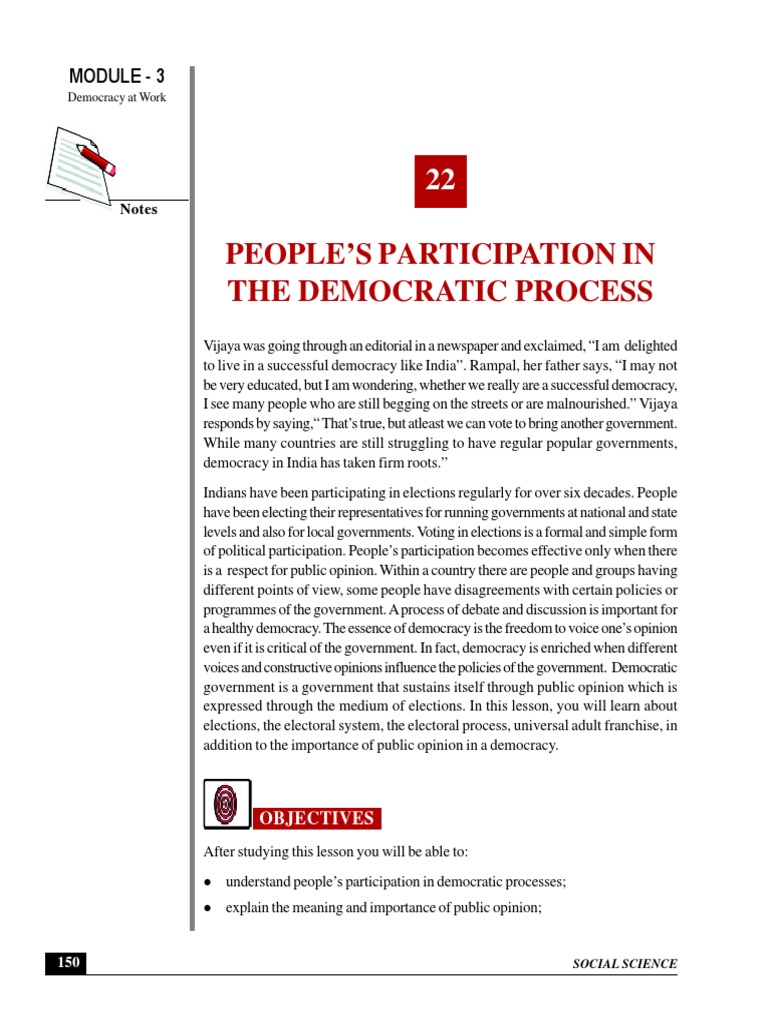People'S Participation in The Democratic Process: Module - 3 | PDF ...