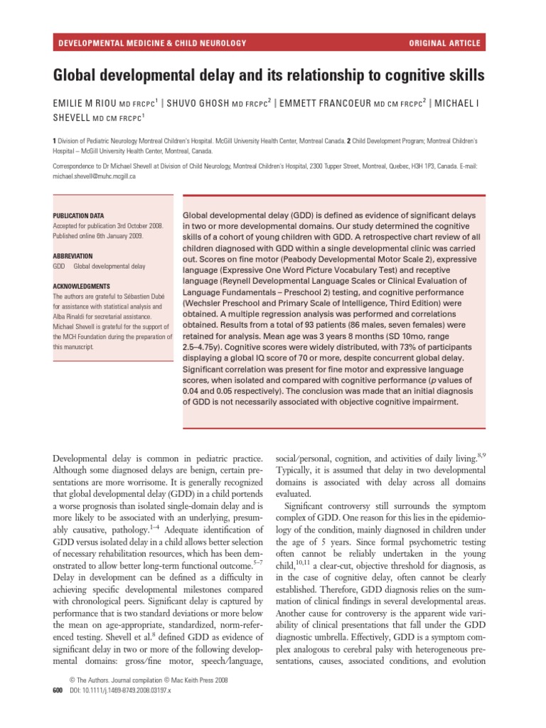 Pediatric GDD and Cognitive Skills | PDF | Intellectual Disability | Intelligence Quotient