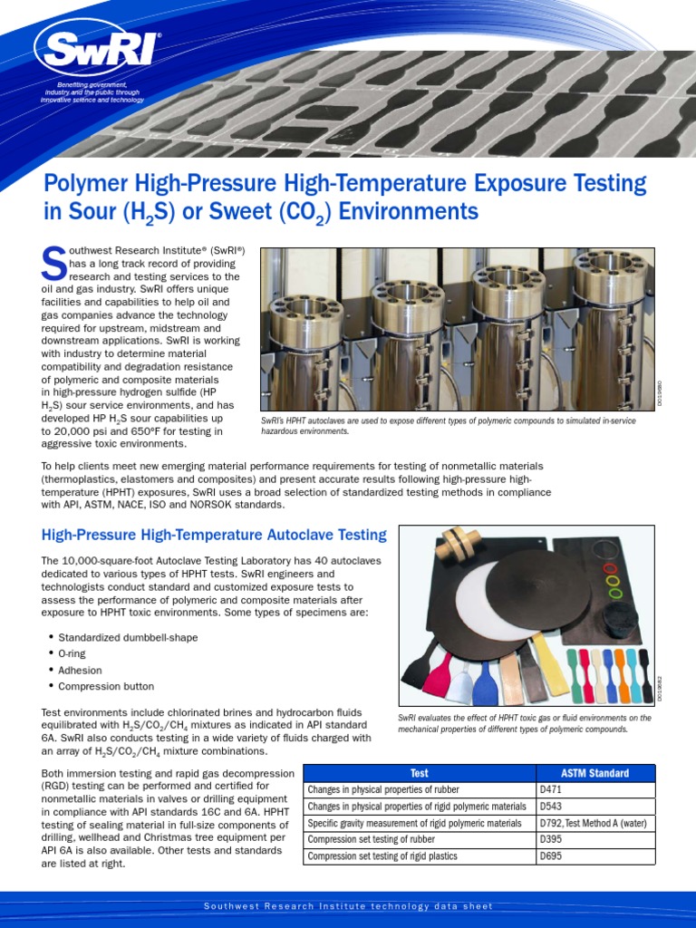 Polymer High-Pressure High-Temperature Exposure Testing in Sour (H S ...