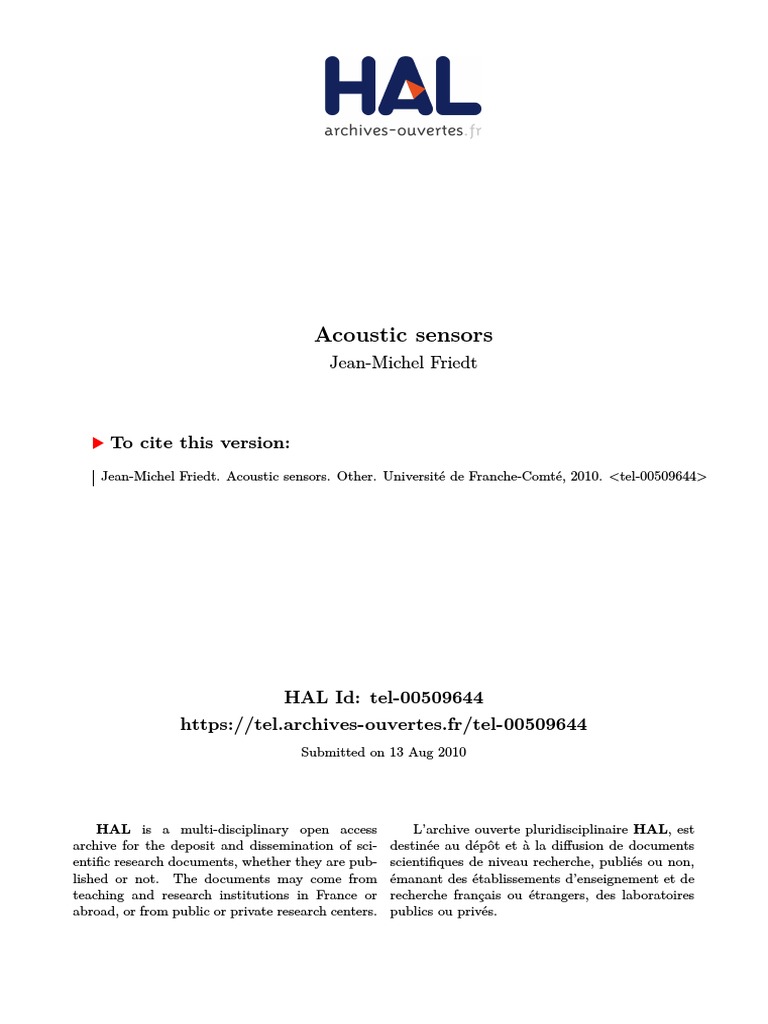 Acoustic Sensors Overview and Applications | PDF | Biosensor | Sensor