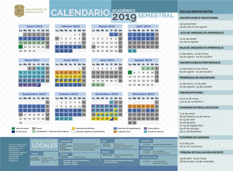 Calendario Semestral 2019 Ug PDF | PDF