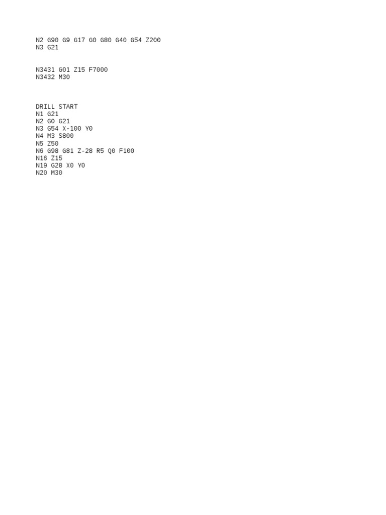 CNC Programming Code for Drilling Operations | PDF