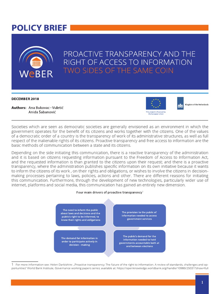 Proactive Transparency in BiH | PDF | Transparency (Behavior) | Non ...