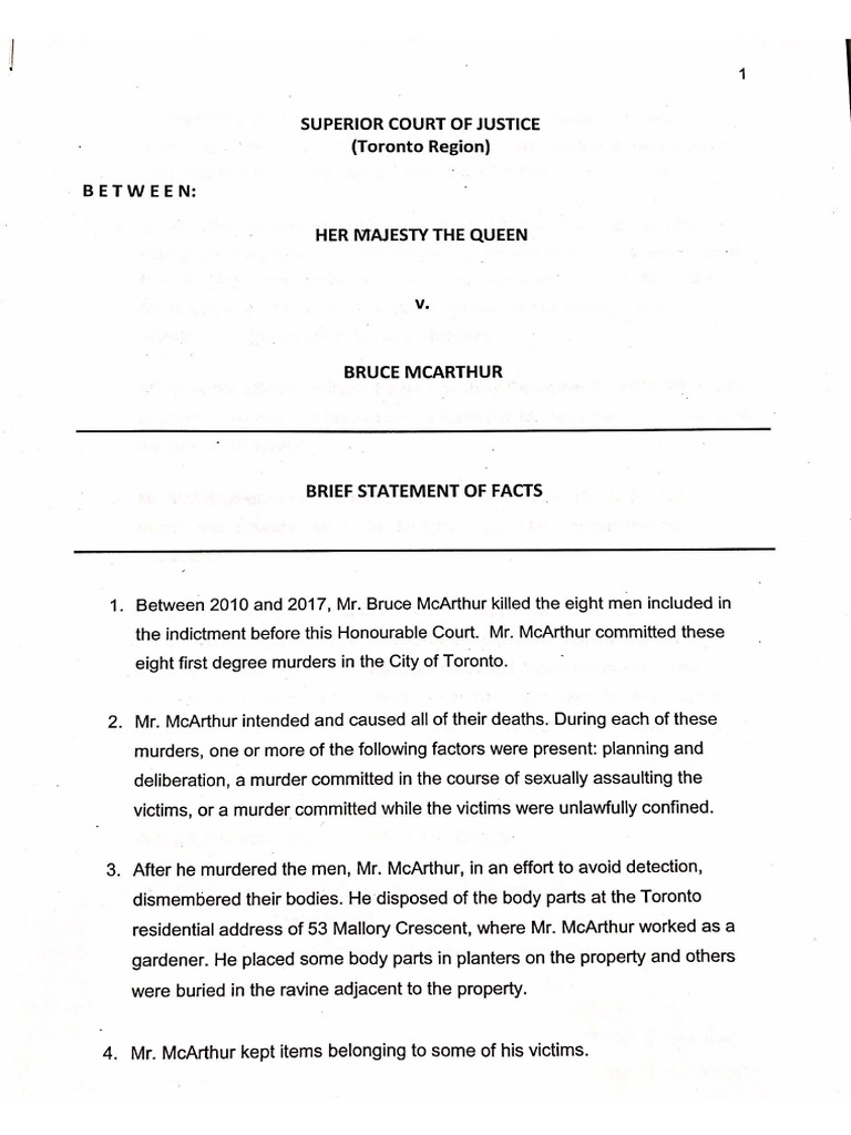 Bruce McArthur Statement of Facts | PDF