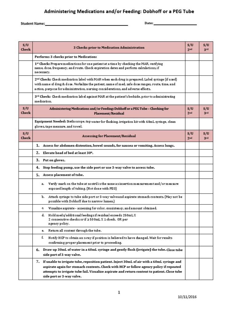 Administering Medications and or Feeding Dobhoff or A PEG Tube Rev 11 ...