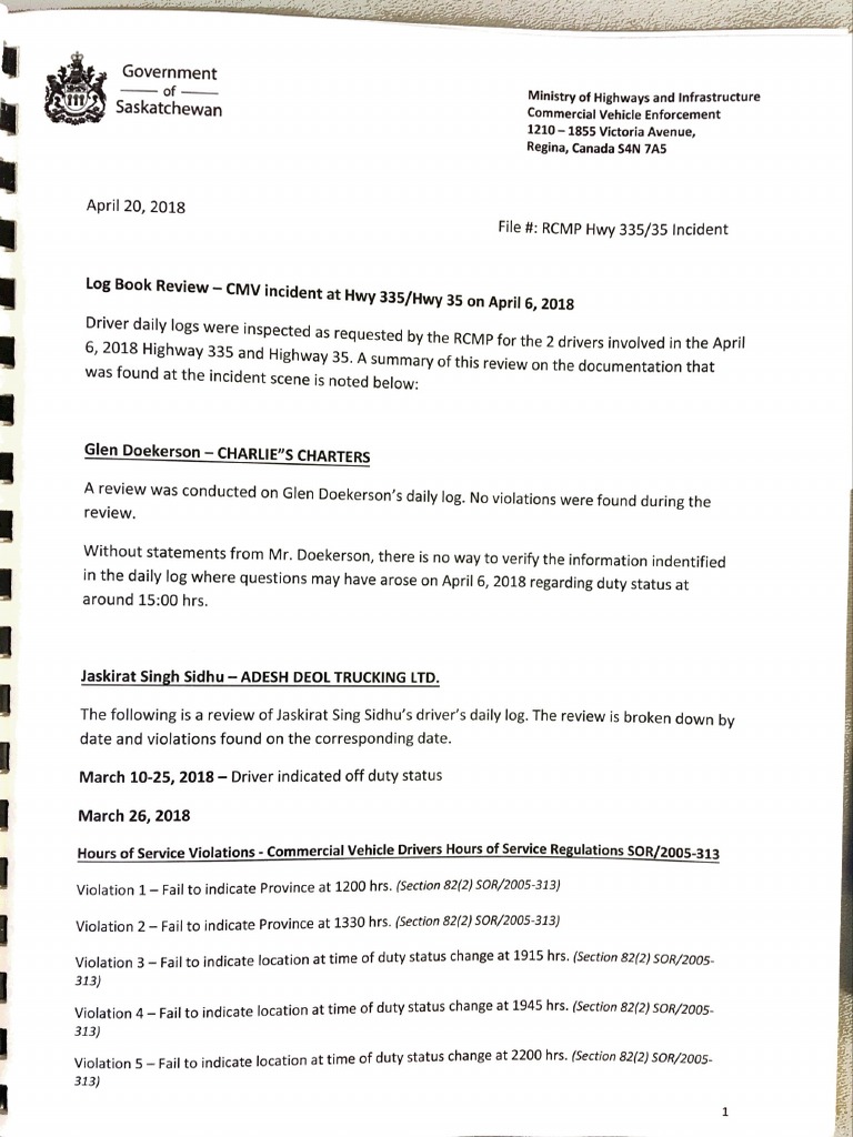 RCMP Forensic Collision Report in The Humboldt Bus Crash: Document 11 ...