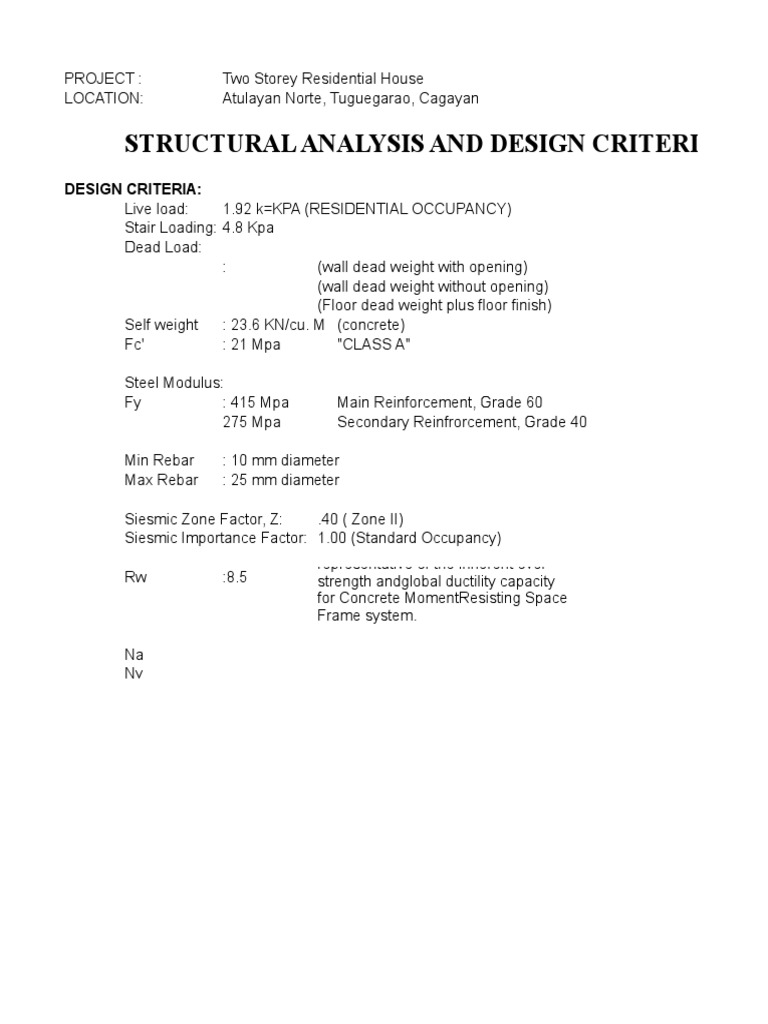 Structural Analysis and Design Criteria | PDF | Architectural Elements ...