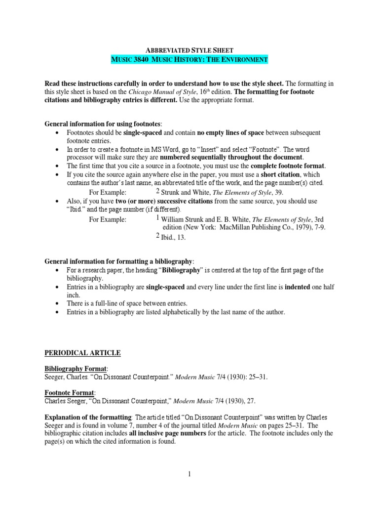 3840 Style Sheet | PDF | Citation | Note (Typography)