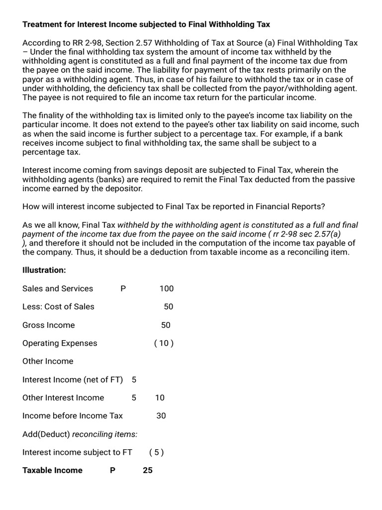 Final Withholding Tax | PDF