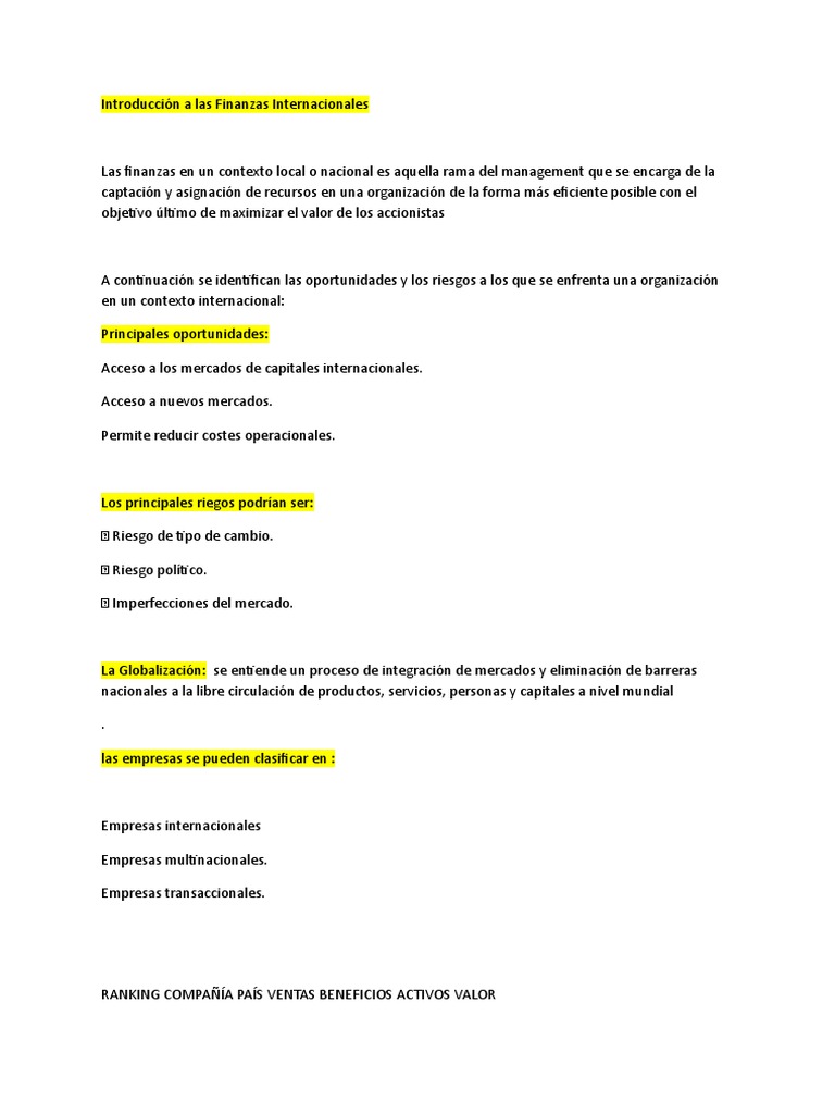 CONTENIDO EXAMEN Finanzas Internacionales | PDF | Estándar dorado ...
