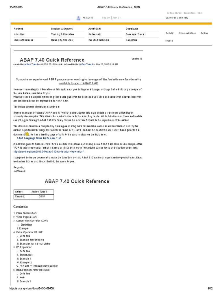 ABAP 7.40 Quick Reference | PDF | String (Computer Science) | Control Flow