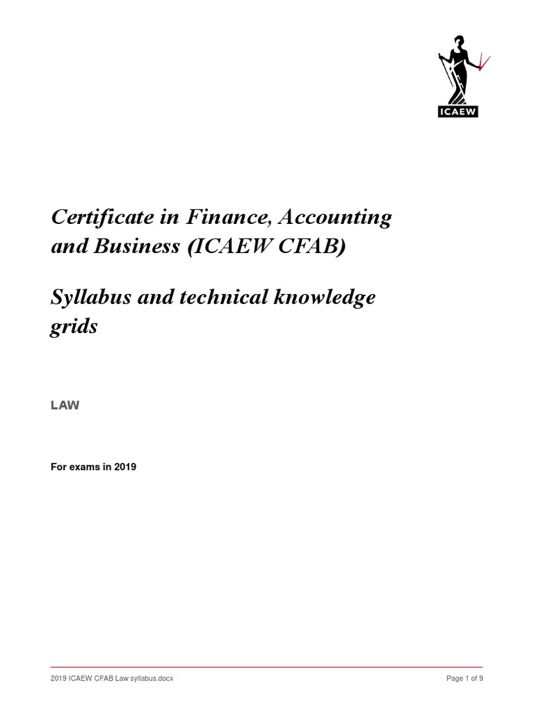 2019 ICAEW CFAB Law Syllabus Overview | PDF | Law Of Agency | Bankruptcy