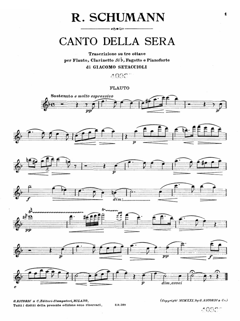 Schumann Canto Della Sera PDF | PDF
