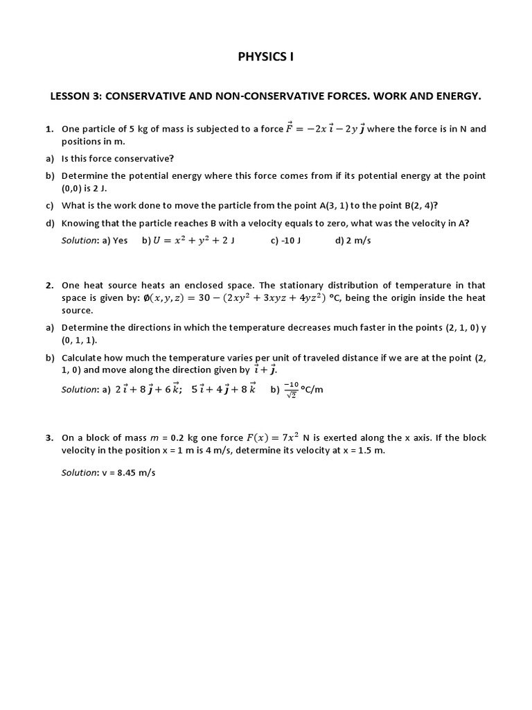 Problems Lesson 3 (Conservative and Non-Conservative Forces - Work and ...