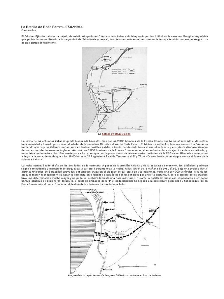 La Batalla de Beda Fomm | PDF | Tanques | Artillería
