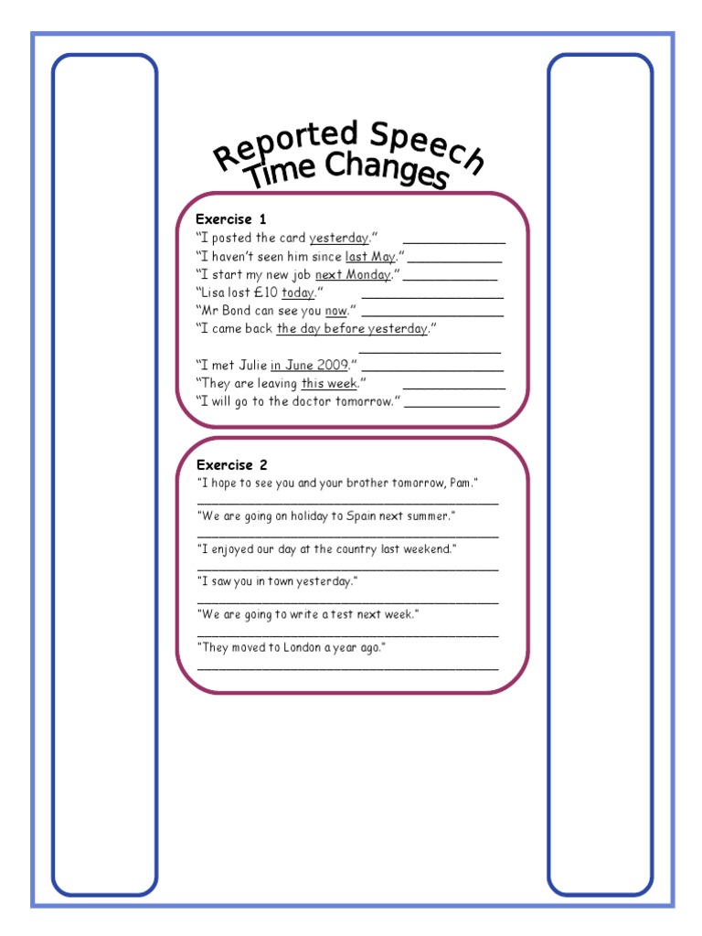 Reported Speech Time | PDF