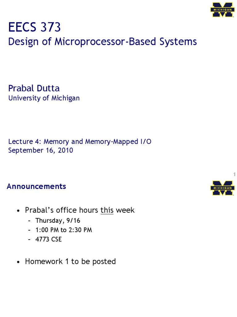 EECS 373: Design of Microprocessor-Based Systems | PDF | C (Programming ...