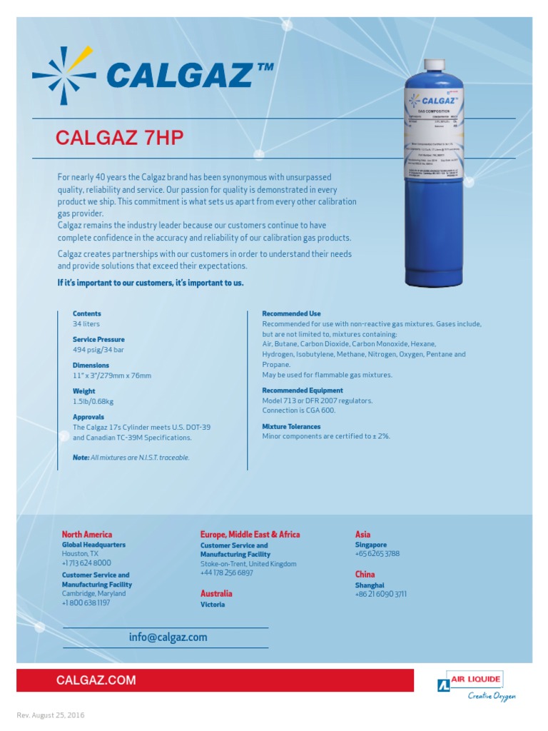 Calgaz 7HP | PDF | Industrial Gases | Materials