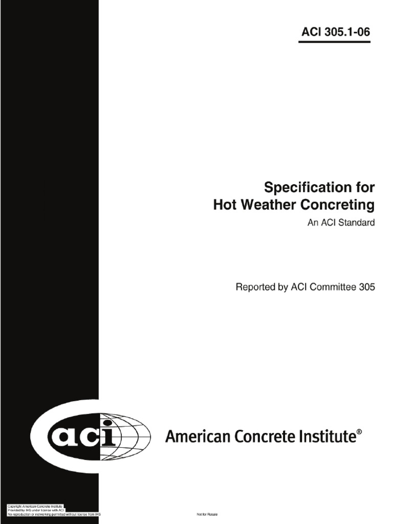 ACI 305.1-2006 Specification For Hot Weather Concreting | PDF