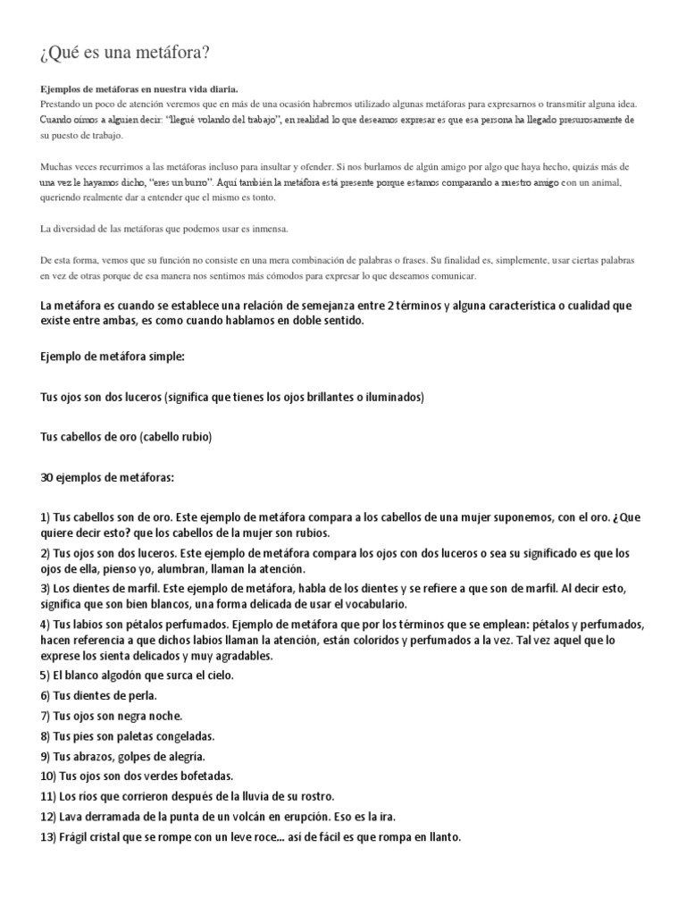 ¿Qué es una metáfora?: Ejemplos de metáforas en nuestra vida diaria ...