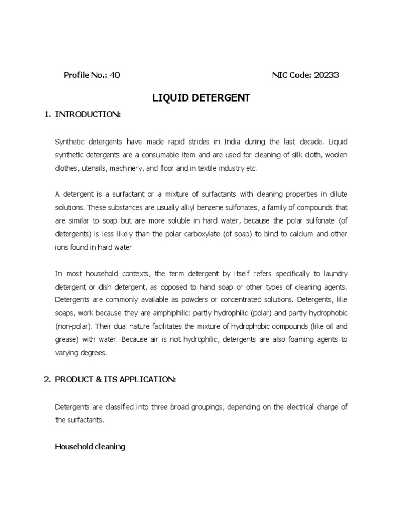 Liquid Detergent | PDF | Detergent | Physical Sciences