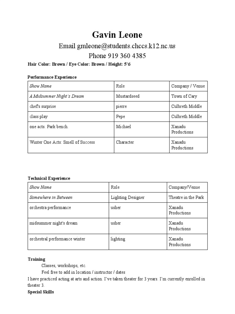 Copy of 2017 Resume Template - Gavin Leone | PDF