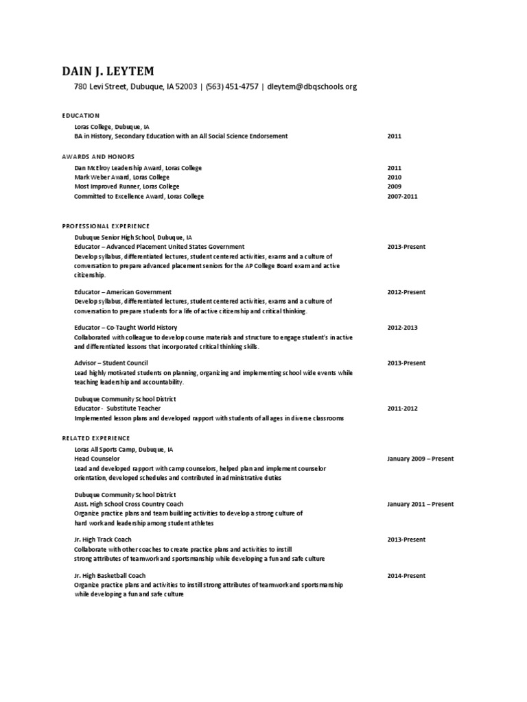 Curriculum Vitae | PDF | Advanced Placement | Teachers
