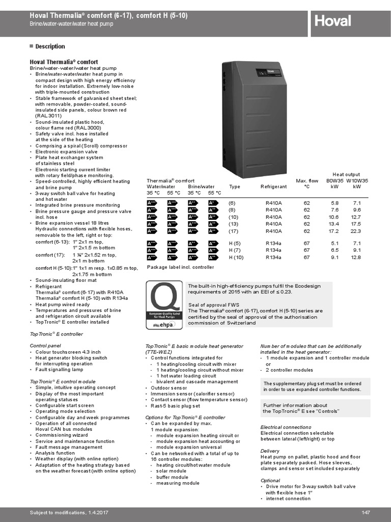 Hoval+Thermalia+ Technical+ INM-en+ 2017 PDF | PDF | Heat Pump | Hvac