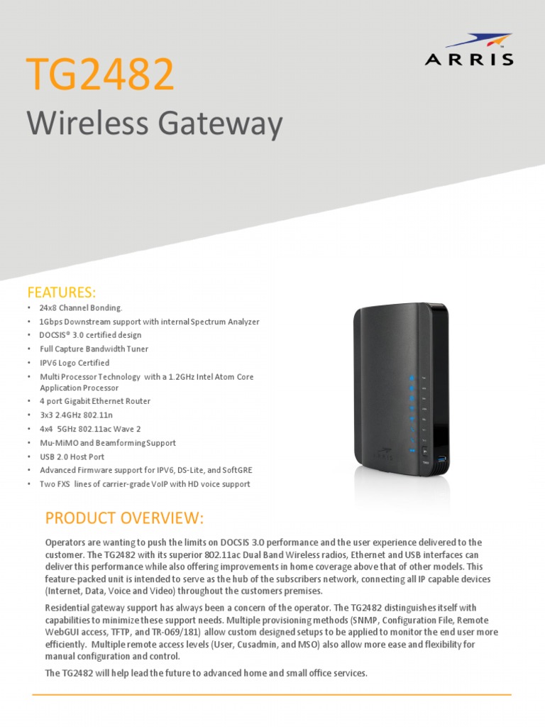 Arris TG2482 (2) | Wi Fi | Usb