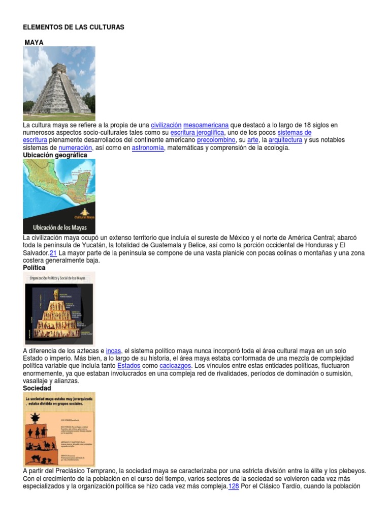 Elementos de La Cultura Maya | Civilización maya | Cultura (general)