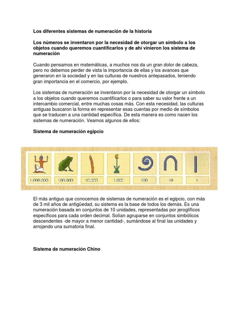 Los Diferentes Sistemas de Numeración de La Historia | PDF | Notación ...