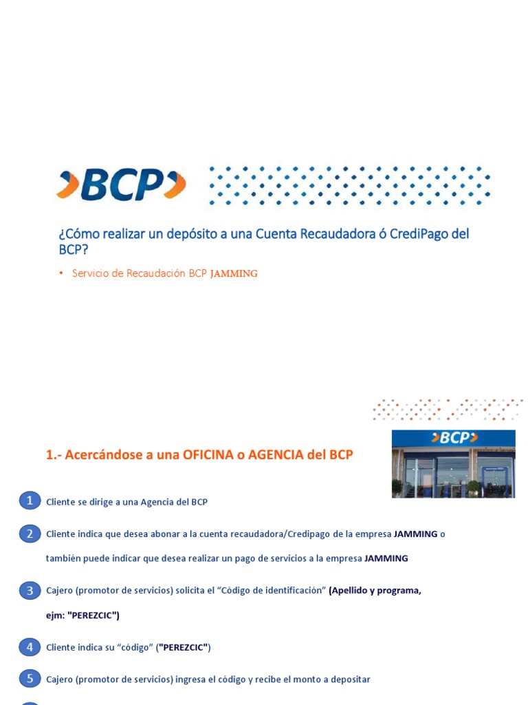 Como Realizar Un Depósito A Una Cuenta Recaudadora Del BCP 1 | PDF