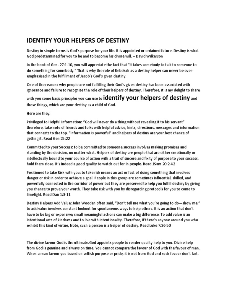 Identifying Your Destiny Helpers | PDF | God The Father | Jesus